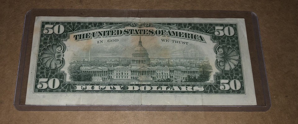 1977 50 Dollar Bill “MISS CUT OFF CENTER” Vintage Currency G26538251A ...