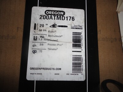 Oregon 200ATMD176 20" Guide Bar Armor Tip Laser Weld 3/8" .050" 70 Dl ...