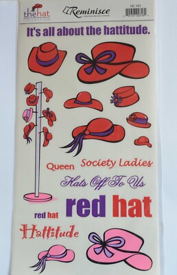 Red Hat Stickers w Red & Purple Words / Red & Pink Hats / Hattitude | eBay