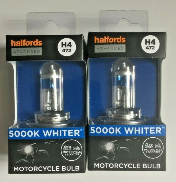 2 X Halfords H4 472 Advanced 5000k Motorcycle Headlight Bulb's for sale ...