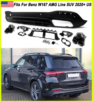 GLE53 Style Rear Diffuser Quad Tailpipe Fit For Benz W167 GLE Line 2020 ...
