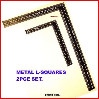 L - SQUARES 2pc SET- STEEL RULERS RAFTER & CARPENTERS SQUARES- BRAND ...