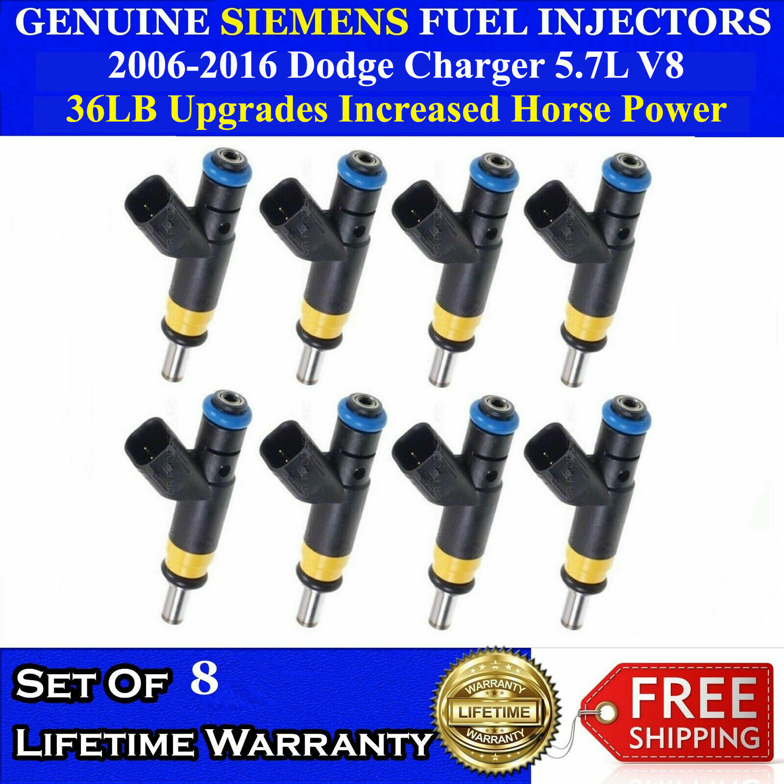 OEM Siemens 36LB Increased HP 8 Fuel Injectors For 2006-2016 Dodge ...