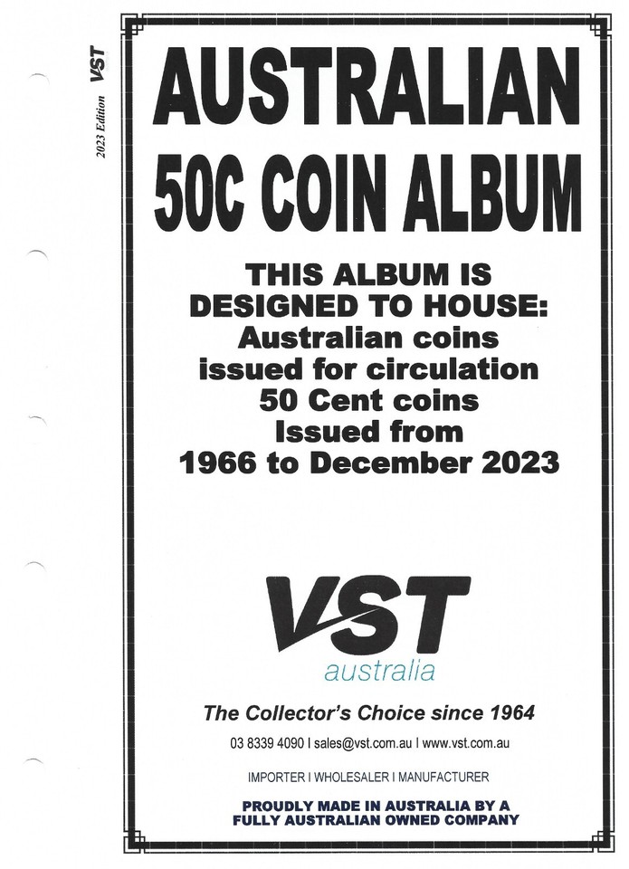 VST AUSTRALIAN 50c COIN ALBUM for 50c COLLECTION 1966 - 2023 BLACK ...