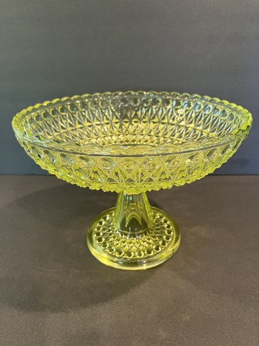 EAPG Central Glass Co. Pressed Diamond Vaseline Glass Compote c. 1885 ...