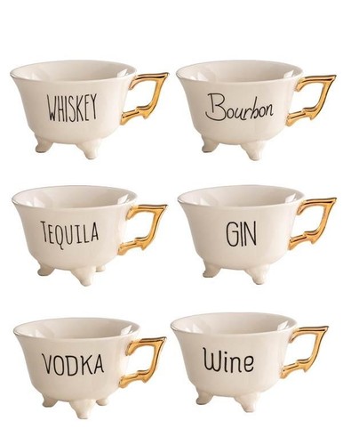 Victorian Trading Co Set of 6 Gilded What's In Your Teacup Alcohol Tea ...