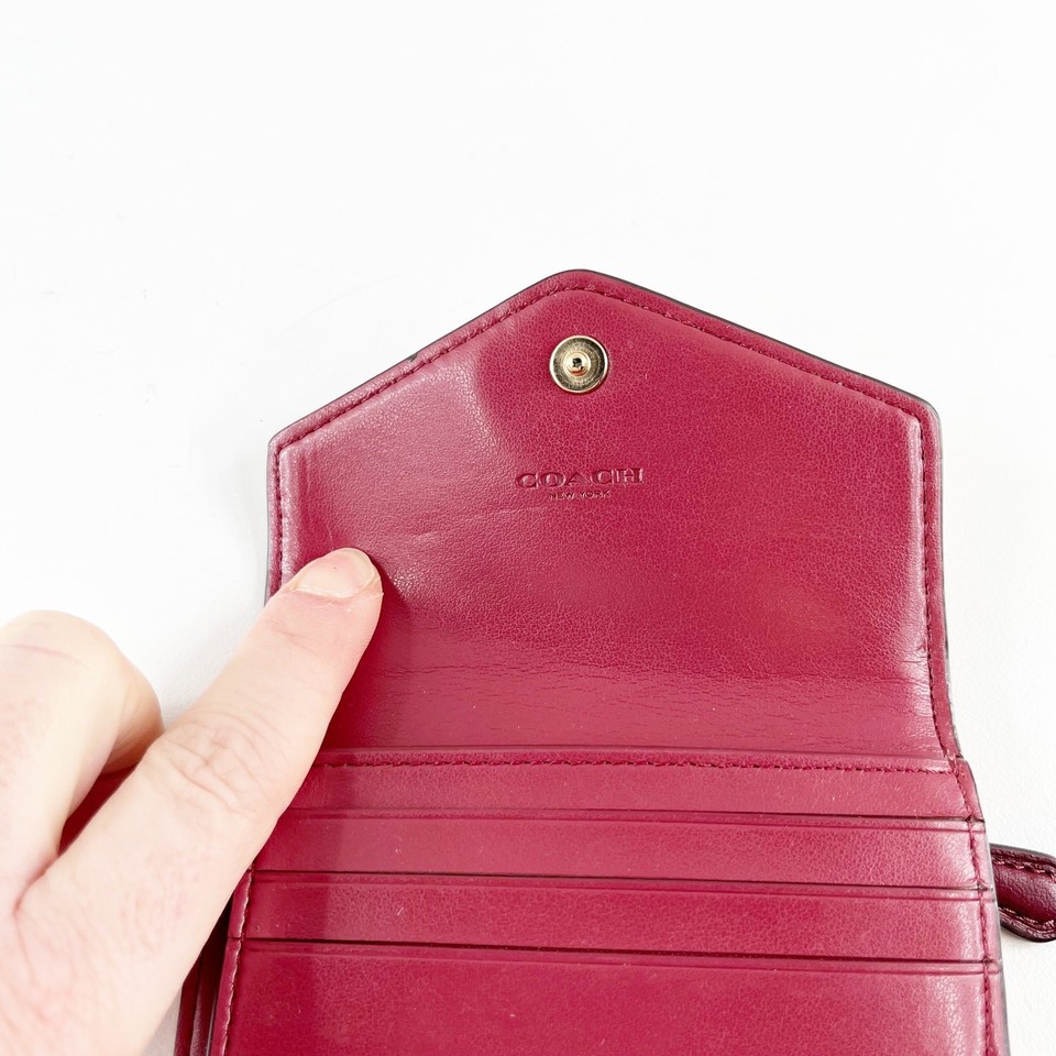 Coach Square Trifold Floral Snap Wallet Cream | eBay UK