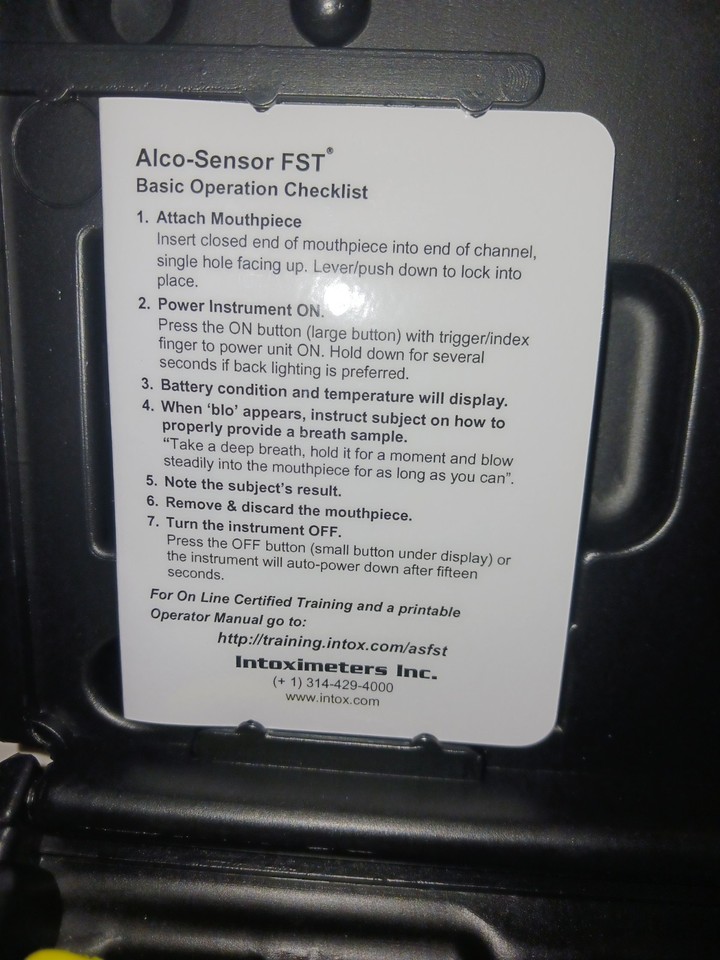 Alco-Sensor Intoximeters FST Portable Handheld Alcohol Test ...