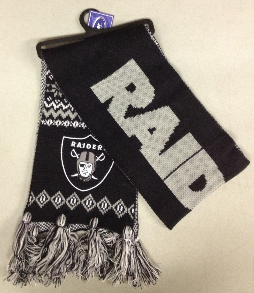 Las Vegas Raiders Team Knit Winter Scarf NEW 65" w tassels - UPSCALE | eBay