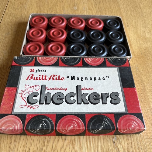 Magnapac Built Rite Interlocking Checkers Red Black in Original Box | eBay