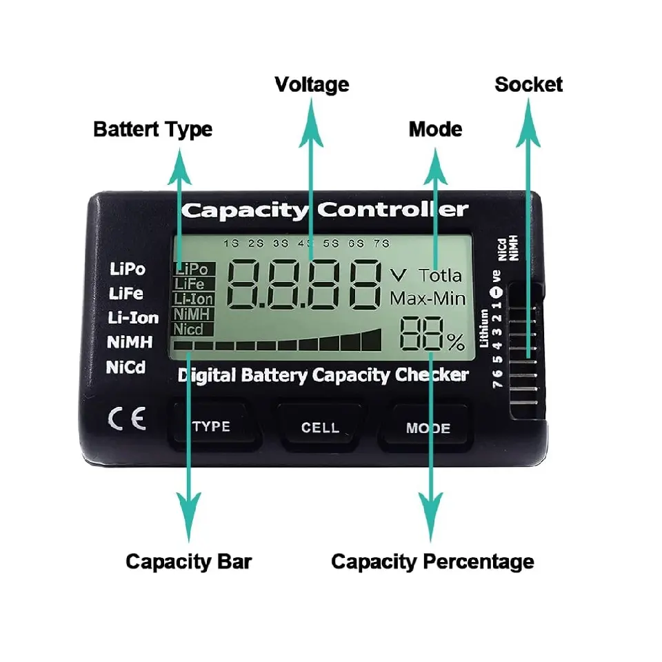 SpeedTek RC Hard Case Lipo, LiFe, Li-Ion, NiMH & NiCd Battery Capacity ...