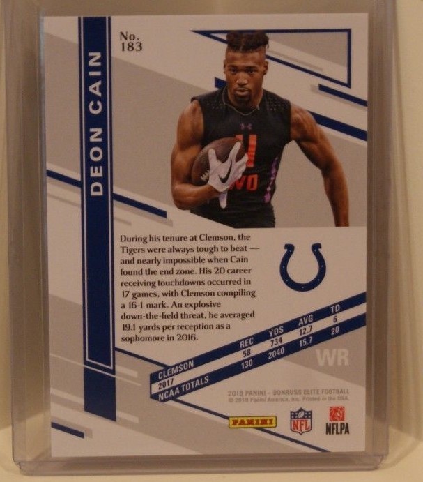 Deon Cain RC 2018 Panini Donruss Elite RED #'D/199 Indianapolis Colts ...