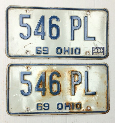 1969 Pair Ohio License Plates 546 PL | eBay