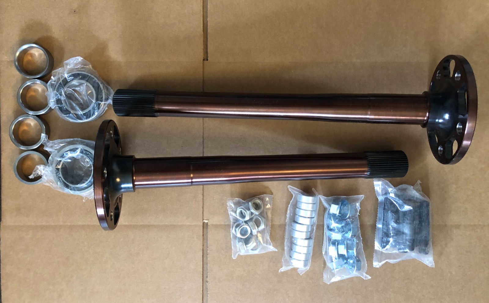 STRANGE FORD 9" INCH 40 SPL HY-TUF AXLES (2) FOR DRAG RACING W/HARD GUN ...