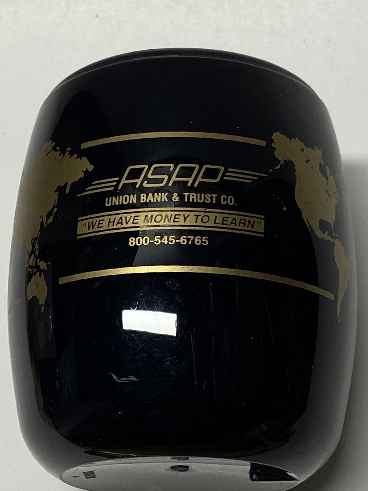 Vintage ASAP Union Bank & Trust Co Plastic Black Desktop Pen Pencil ...