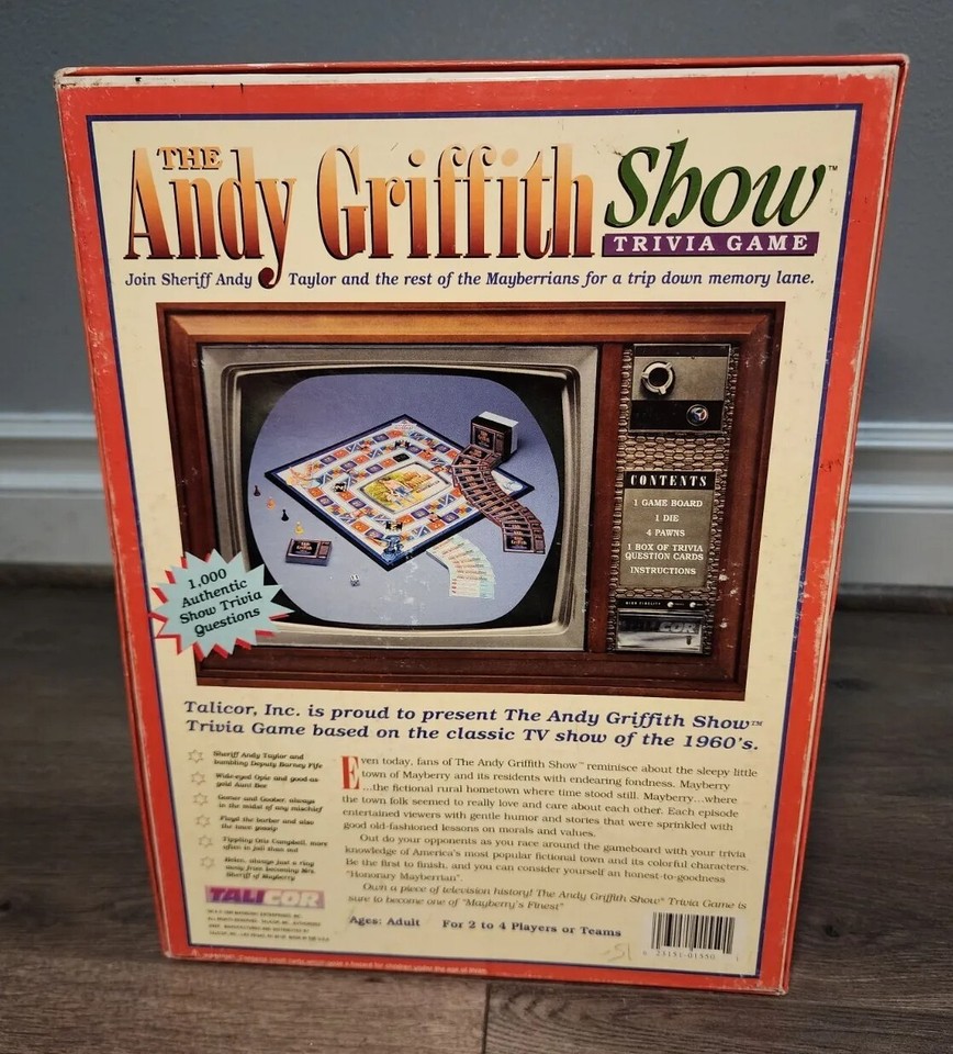 The Andy Griffith Show Trivia Board Game 1998 Mayberry Game Complete By ...