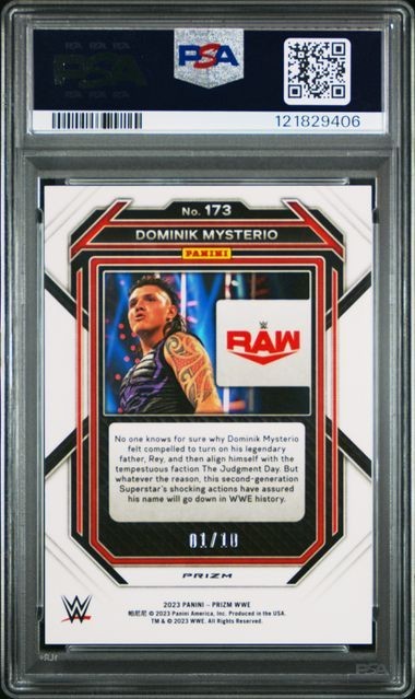 2023 Panini Dominik Mysterio Gold Prizm #173 1/10 WWE Graded PSA 8 NM ...