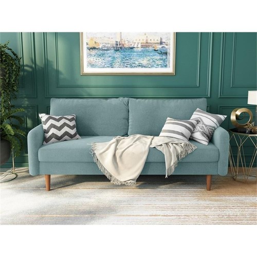 Kingway Furniture Aurora Velvet Living Room Sofa in Light Grayish Cyan ...