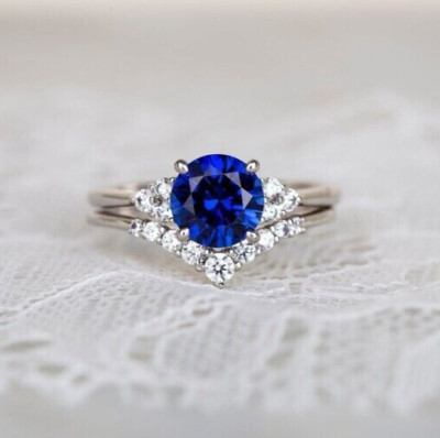 Royal Blue Corundum Ring Promise ring engagement ring wedding ring ...