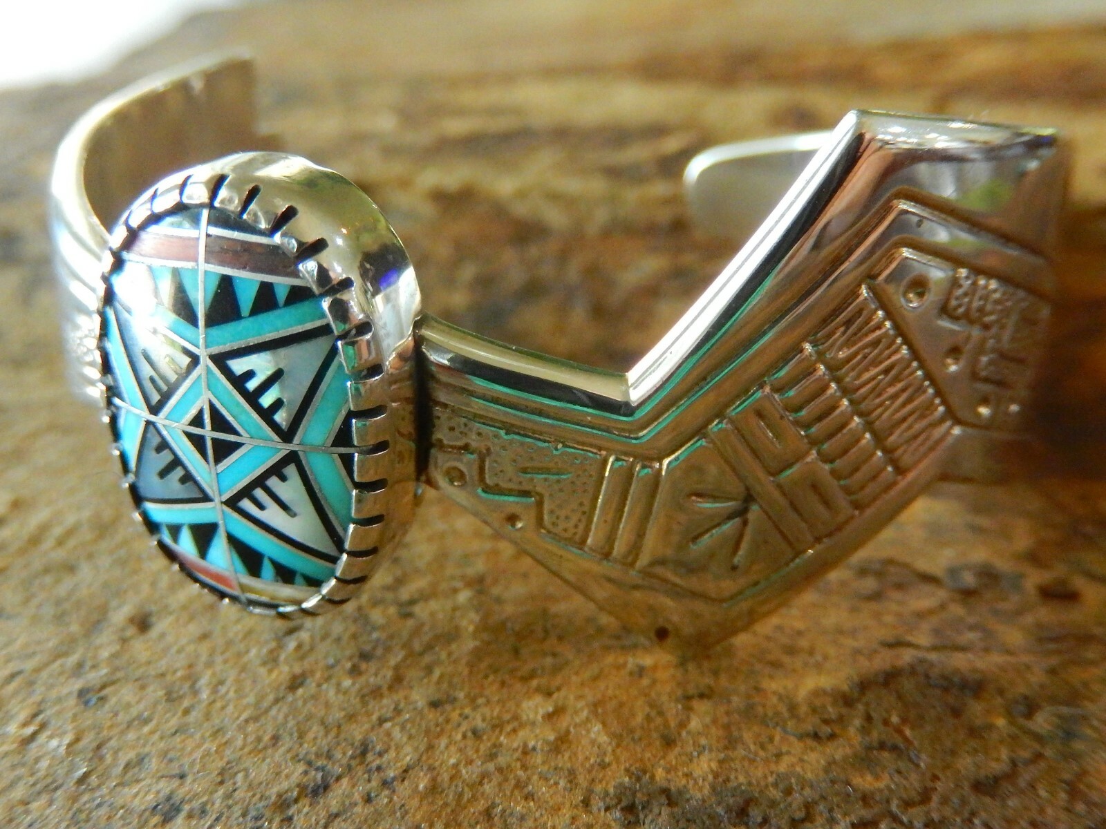 RMT Roderick Tenorio Sterling Silver Turquoise Cuff Bangle Bracelet ...