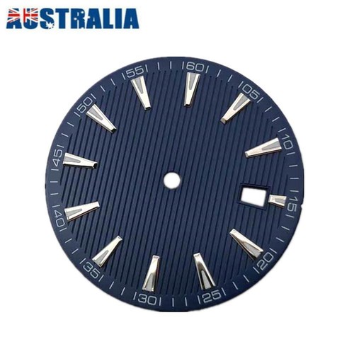 33.5mm Blue Watch Dial Face Plate Date @3 For NH35/NH35A Movement ...