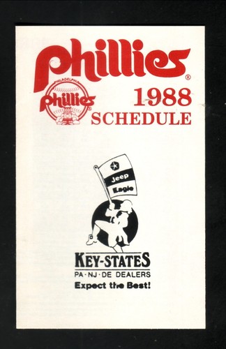 Philadelphia Phillies--1988 Pocket Schedule--Key States Jeep Eagle | eBay