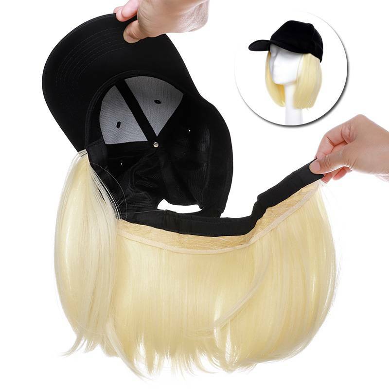 100% Natural Baseball Hat Cap Hair Extensions Real as Human Long Curly ...