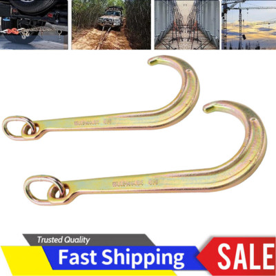 (2)15" Inch J Hook with Chain Link Tow Axle Strap Wrecker Clevis WLL ...