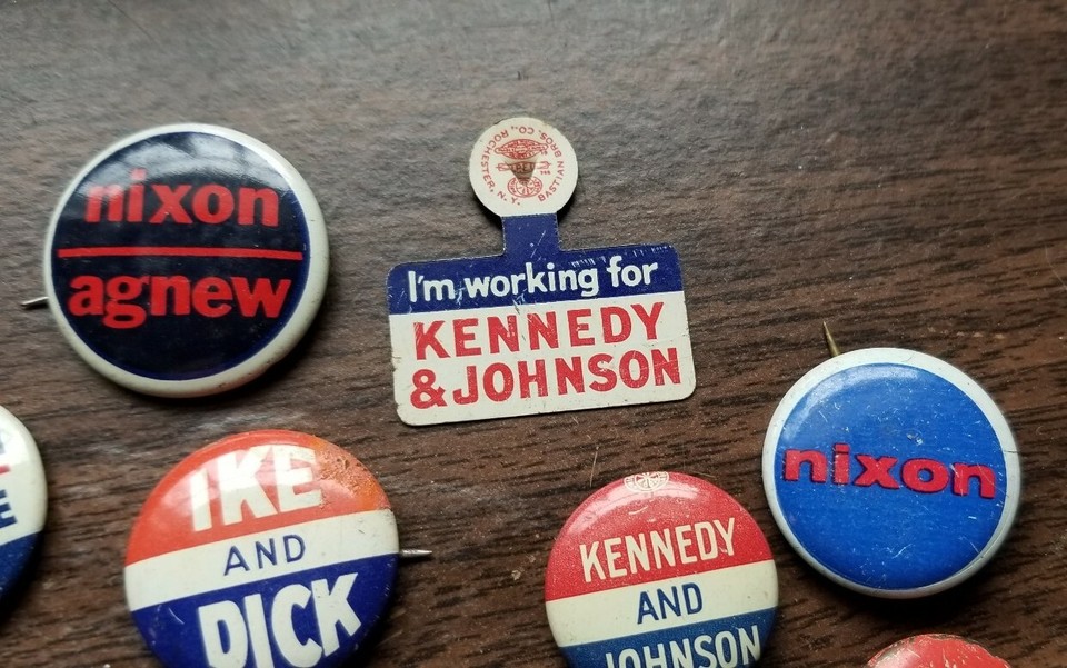 Vintage Campaign Pins Buttons Nixon Ike Kennedy Johnson Gulf Republican ...