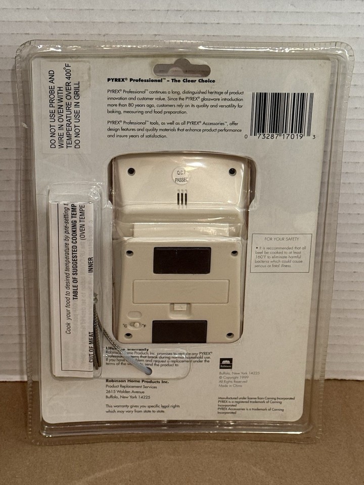 Pyrex Professional Digital Thermometer & Timer #17019 Vintage NEW 1999 ...