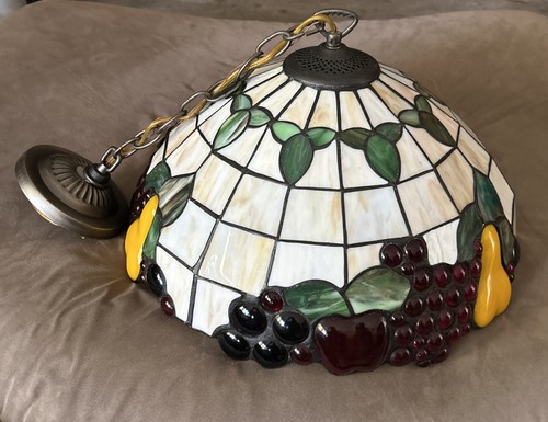 Tiffany Style Hanging Pendant Stained Glass Fruit Chandelier Light ...