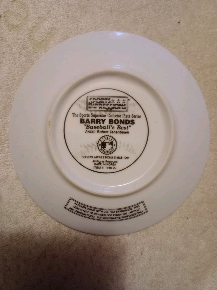 BARRY BONDS Baseball's Best Collector Mini Plate By- Sports Impressions ...