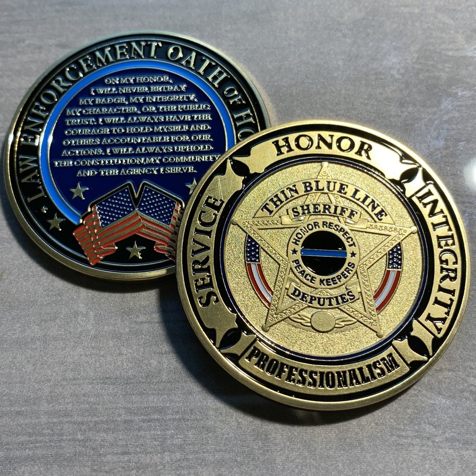 Sheriff Deputy Challenge Coin THIN BLUE LINE LEO OATH Police Prayer ...