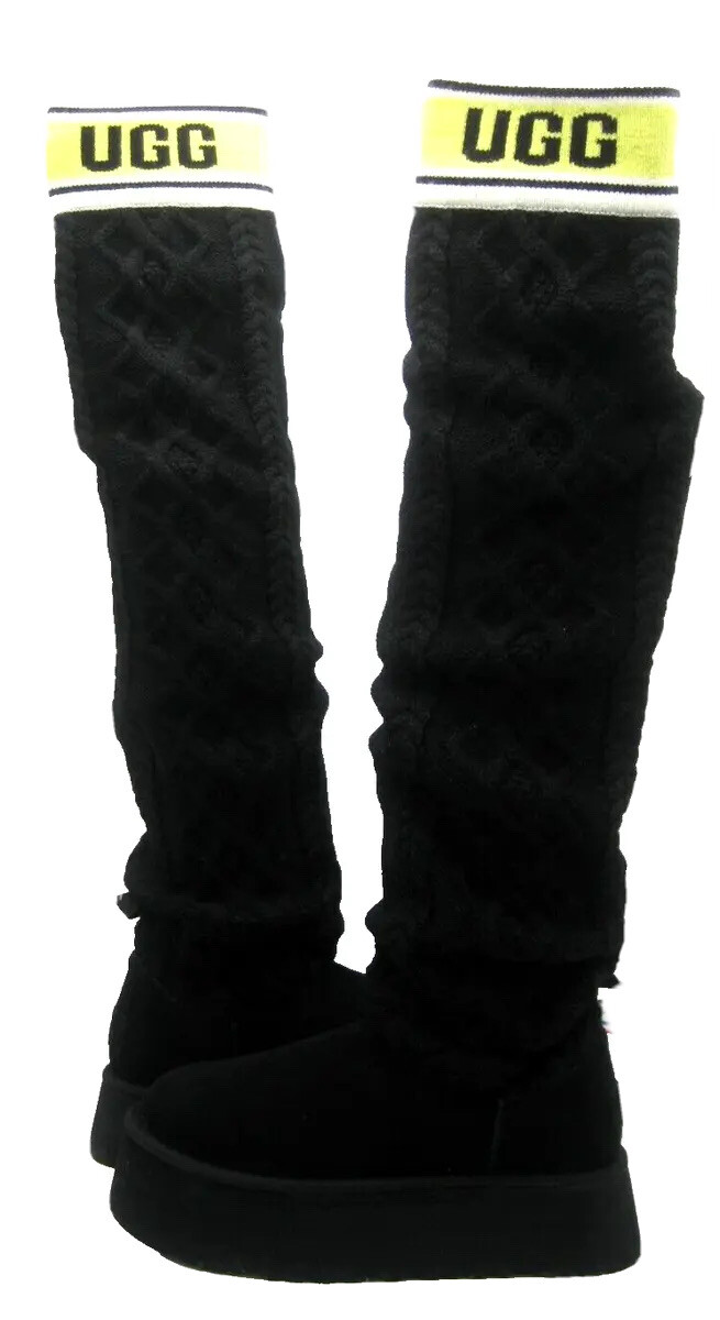 UGG CLASSIC SWEATER LETTER TALL WOMEN BOOTS BLACK US 10 /UK 8 /EU 41 | eBay
