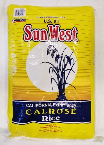 50 LB BAG Sun West California Extra Fancy Calrose Rice USA Rice 22.68 ...