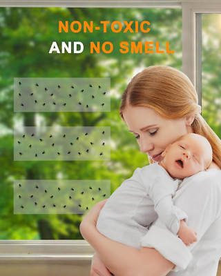 Window Fly Traps Indoor Clear 30 Pack, Sticky Window Fly Paper Strips ...