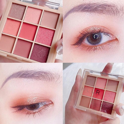 Eyeshadow Palette Matte Pearl Sequins Earth Color Nine Eyeshadow Grid ...