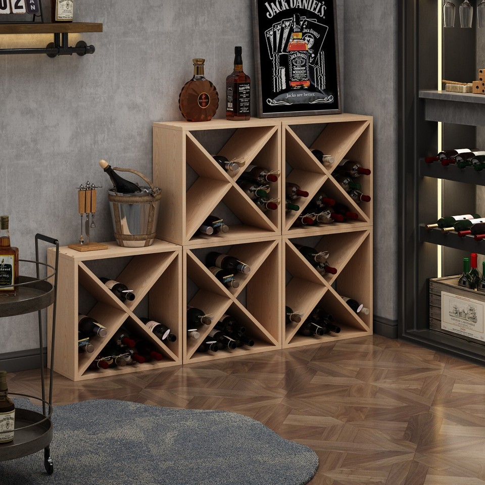 48 Bottle Wine Rack Stackable Compact Cellar Cube Bar Wine Storage ...