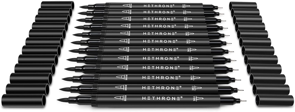 Black Markers for Drawing - Marker Pens Brush Pens for Artists Felt Tip ...