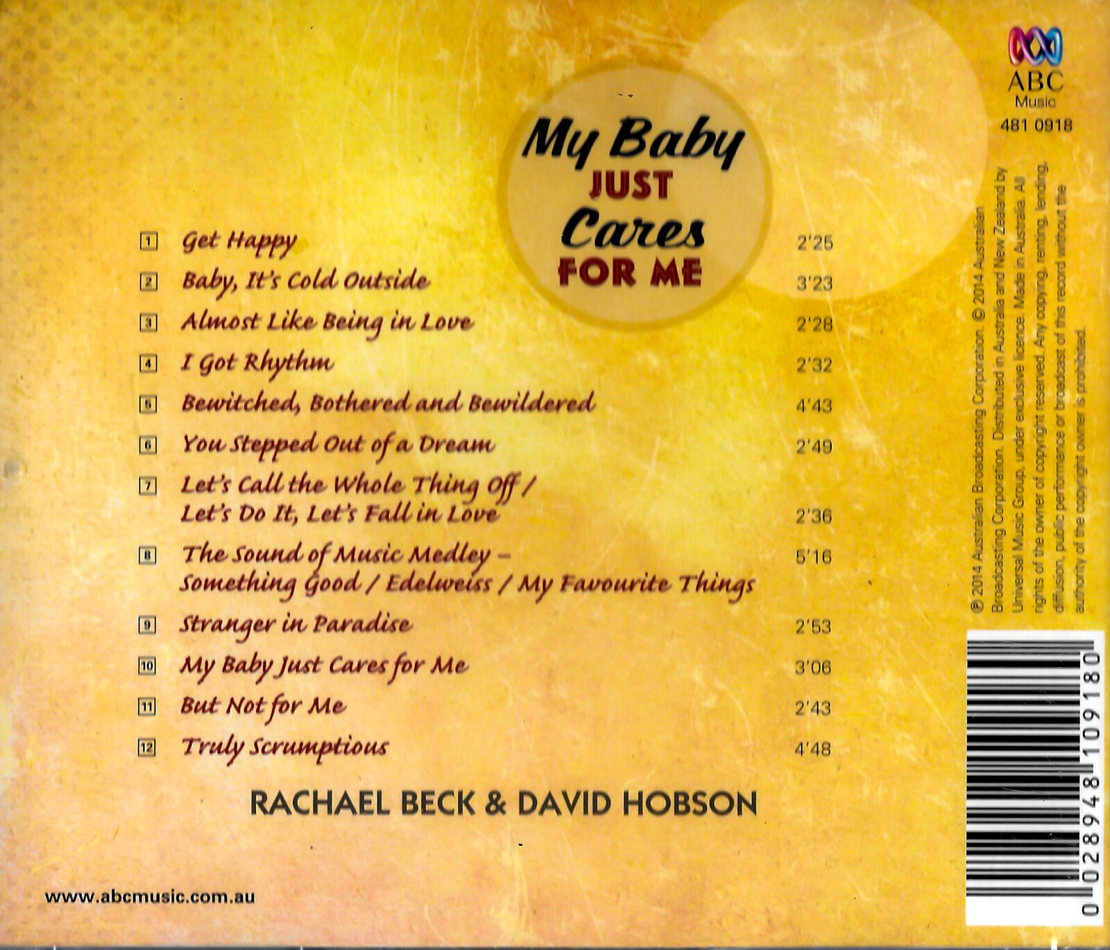 Rachel Beck & David Hobson - My Baby Just Cares For Me MUSIC CD NEW SEALED 28948109180 | eBay
