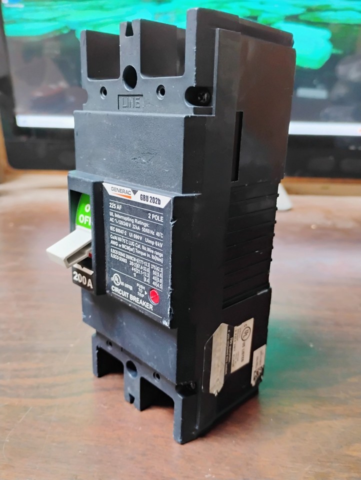 GENERAC GBU 202b CIRCUIT BREAKER 200 AMP 225AF 120/240V 2-POLE NEW TAKE ...