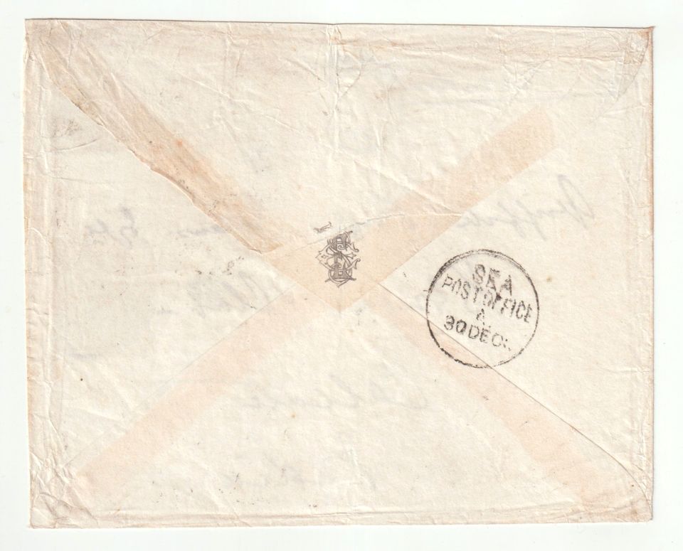 1880 ENVELOPE ABERYSTWYTH, WALES TO INDIA. 4 X QV 2.5d & 4 x 4VOD ...