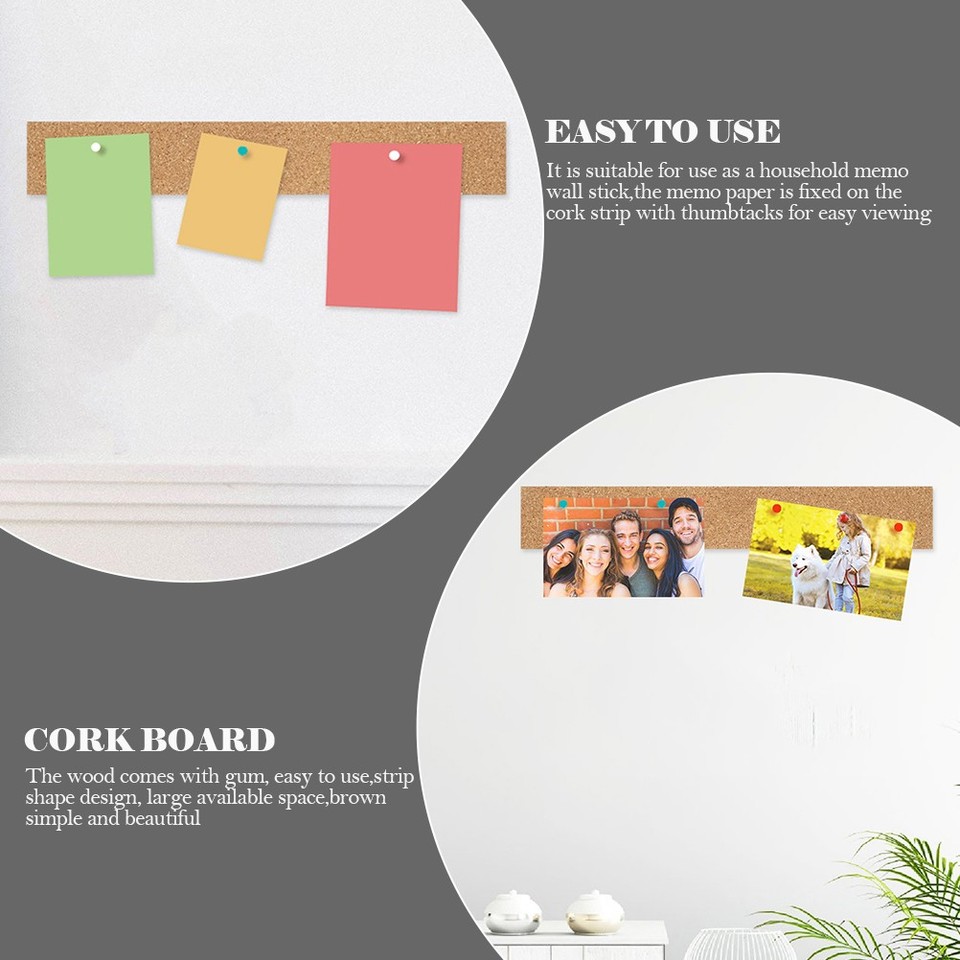 3 Pcs Cork Strips Natural Wood Texture Bulletin Board for Office ...