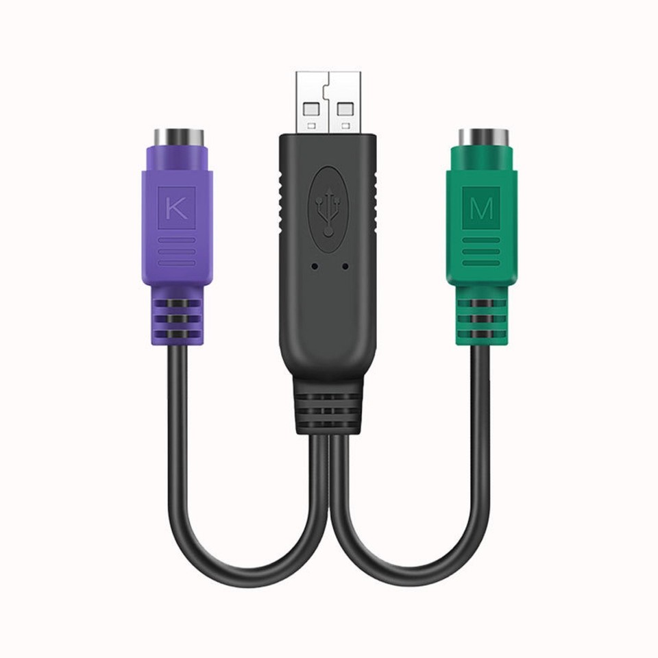 USB M to PS2 PS/2 F Extension Cable Y Splitter Connector For Keyboard ...