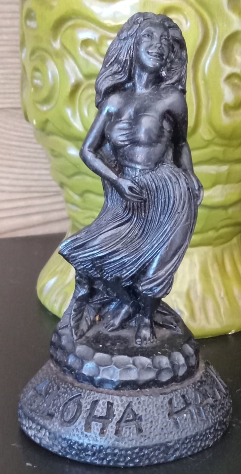Vintage COCO JOES Hawaii Hula Girl Dancer Tiki Lava Statue CocoJoes 5.5 ...