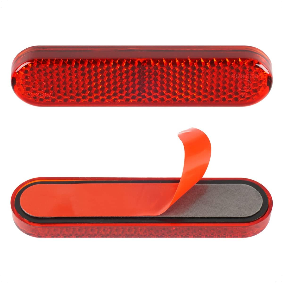 Red Motorcycle Reflectors Stick-On，3.42 Inch Oval Bike Reflector Self ...
