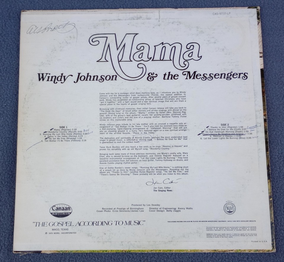 Windy Johnson & The Messengers: Mama (33RPM Record Album) | eBay