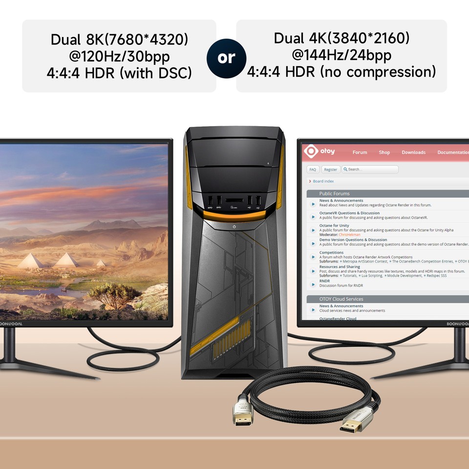 DisplayPort 2.0 Cable 16K@60Hz 8K@120Hz 4K@240Hz Displayport 1.4 to DP ...