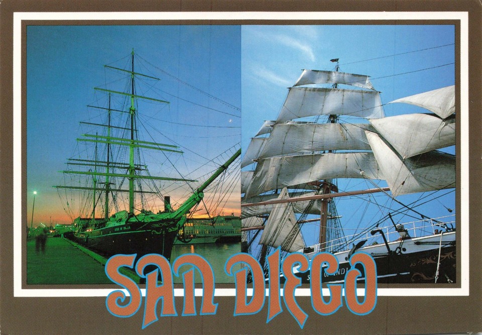 San Diego California CA Star of India Masted Multiview Unused Ephemera ...