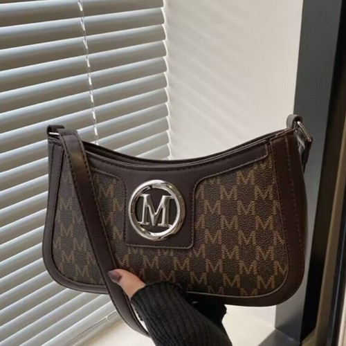 Printed PU Armpit Bag Underarm Crescent Bag Shoulder Bag Hobo Bag Brown ...
